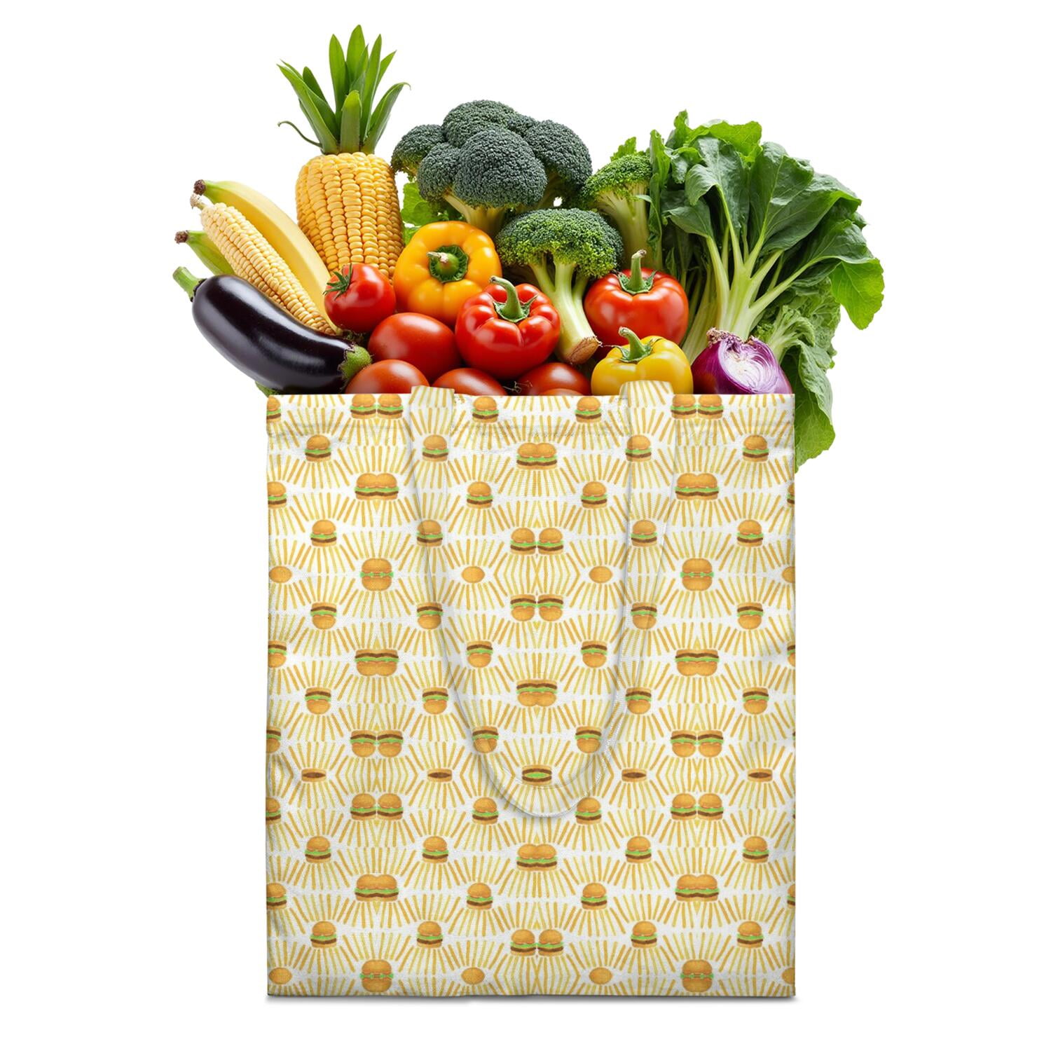 American Food Inspired Reusable Grocery Bag - Compact Foldable Design ...