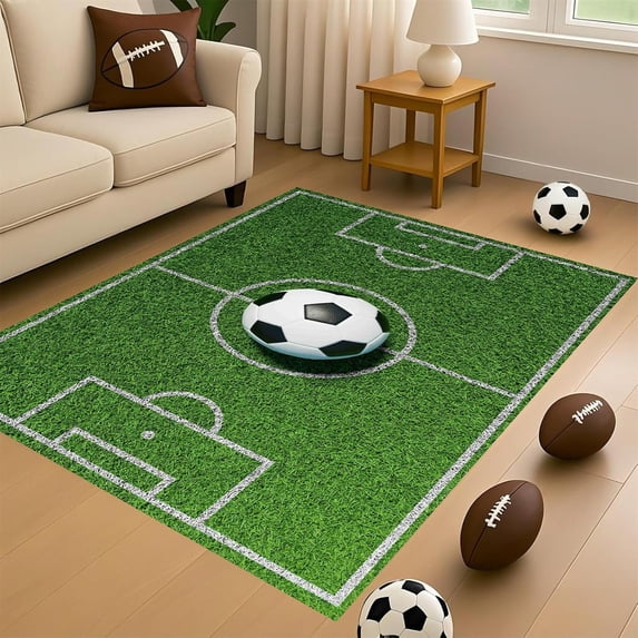 American Football Area Rug, Soccer Sports Pattern Carpet, Washable Non ...