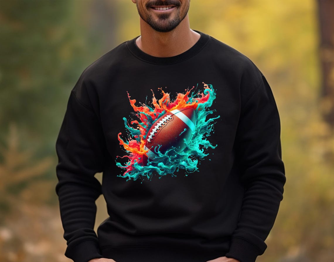 American Football Ball Sweatshirt, Fire Football Sweater, Sport Lover ...