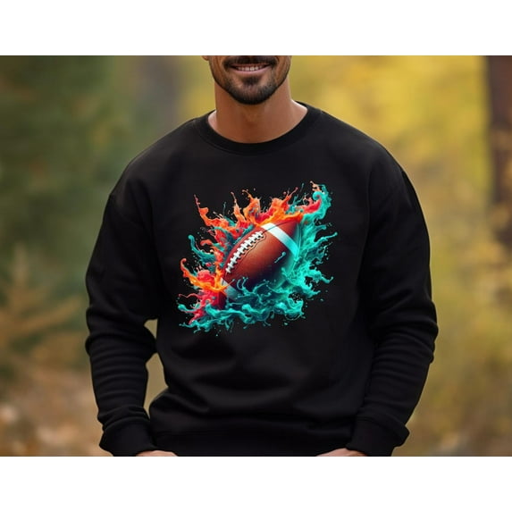 American Football Ball Sweatshirt, Fire Football Sweater, Sport Lover ...