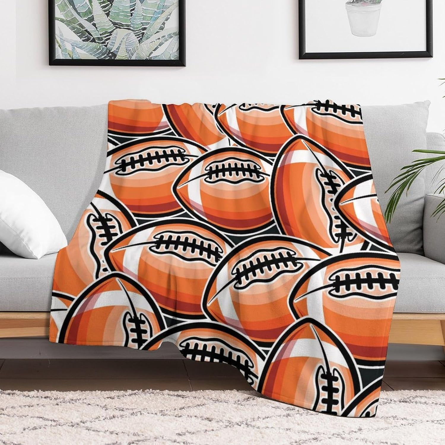 American Football Balls Flannel Fleece Throw Blanket Soft Blanket for ...