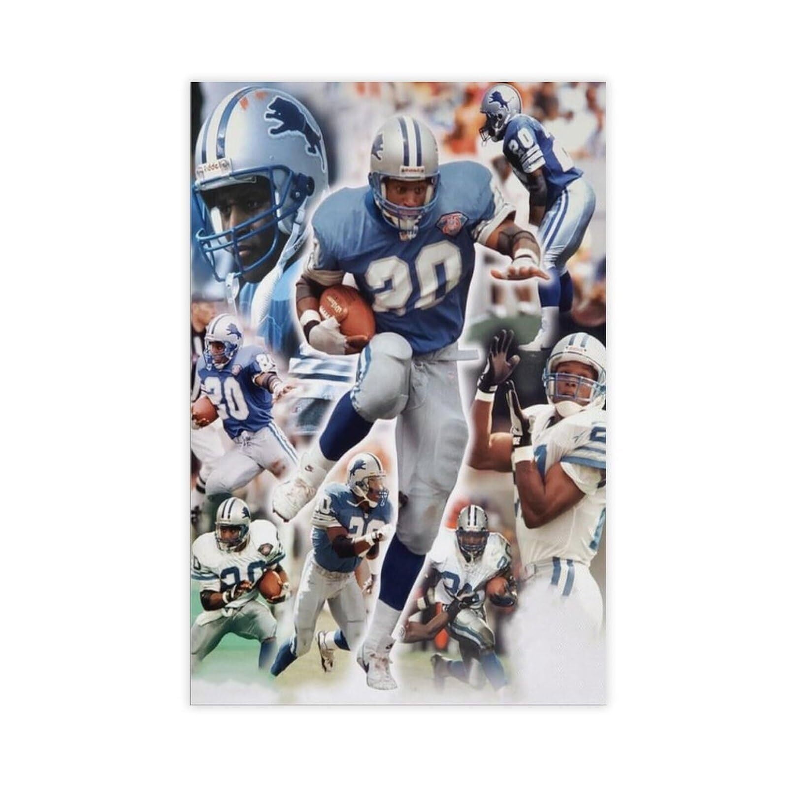 American Football Barry Sanders Posters Sports Star 26 Canvas Poster ...
