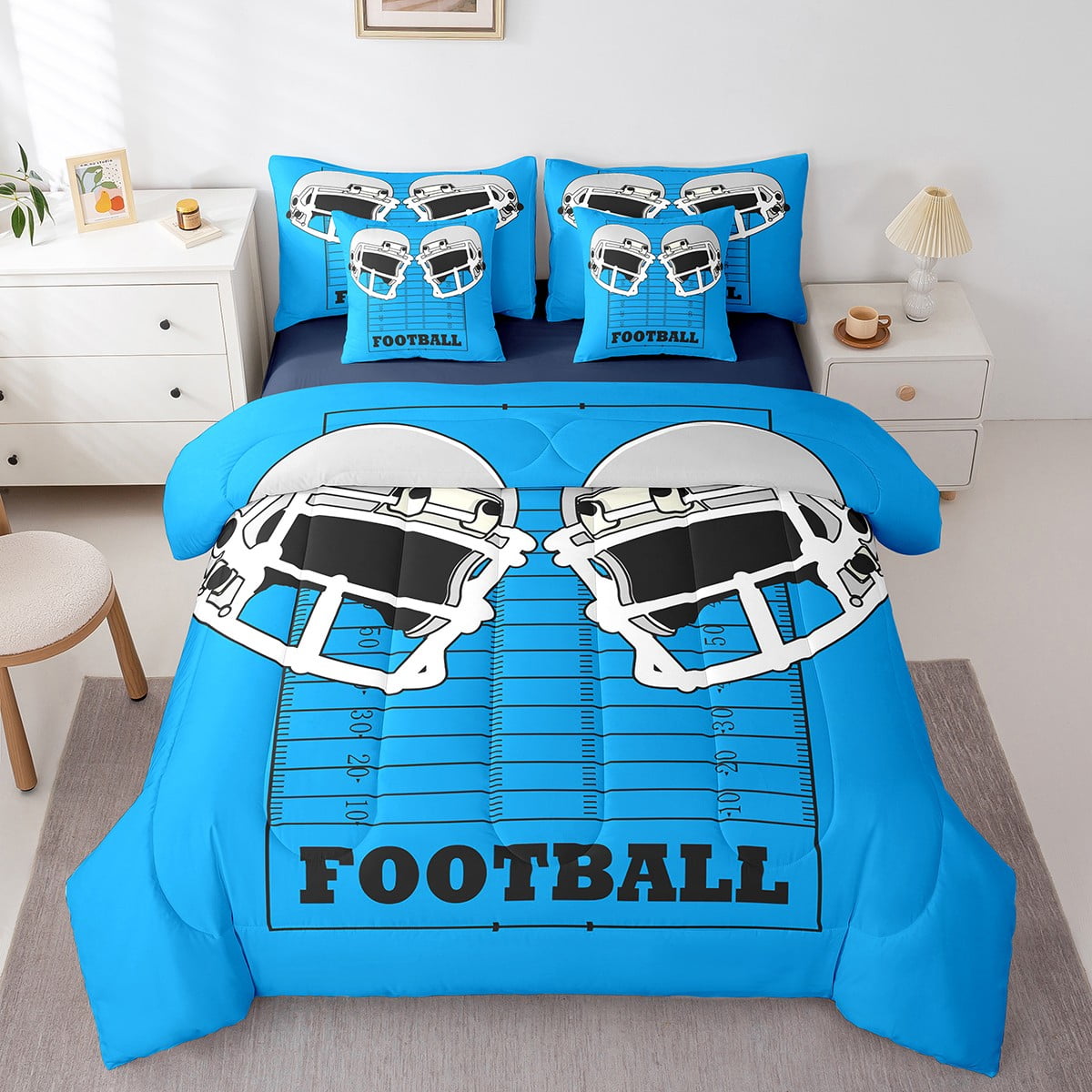 American Football Bed in a Bag 7 Piece Football Bedding Queen Size ...