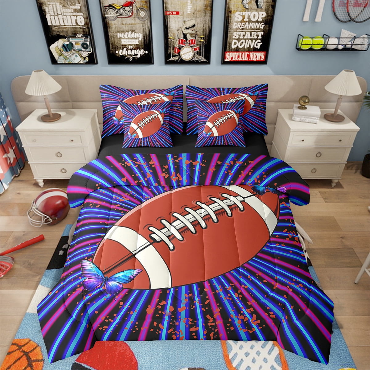 American Football Bed in a Bag 7 Piece King Size Football Game Themed ...