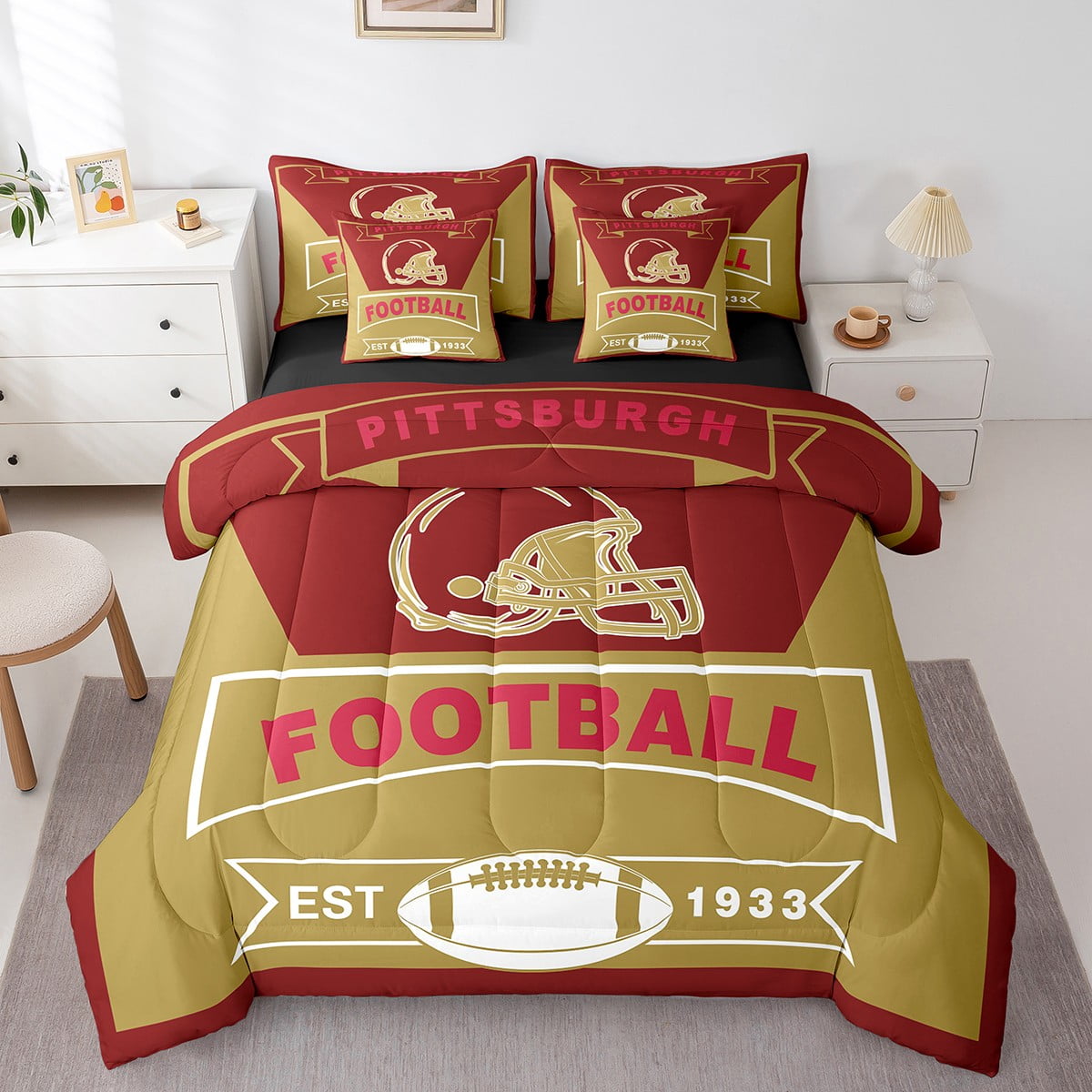 American Football Bed in a Bag 7 Piece Sports Bedding Sets,American ...