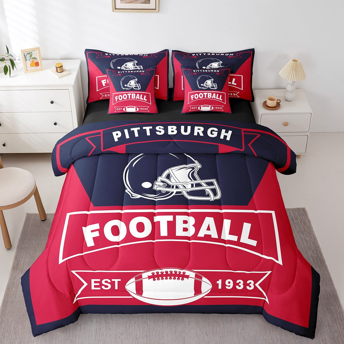American Football Bed in a Bag 7 Piece Sports Bedding Sets Teen ...