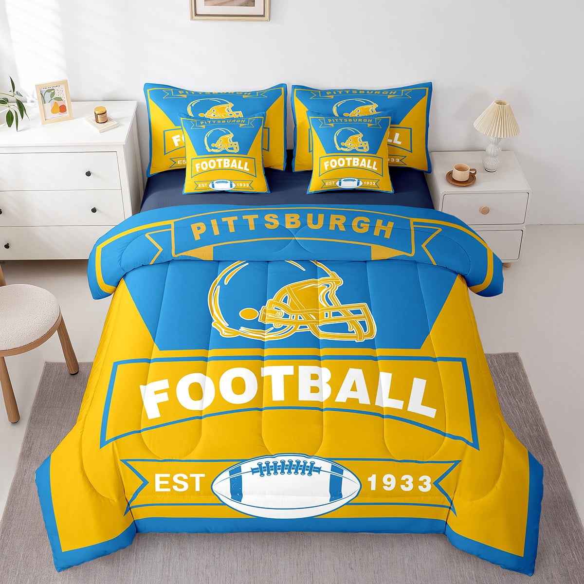 American Football Bed in a Bag Sports Bedding Sets 7 Piece,American ...