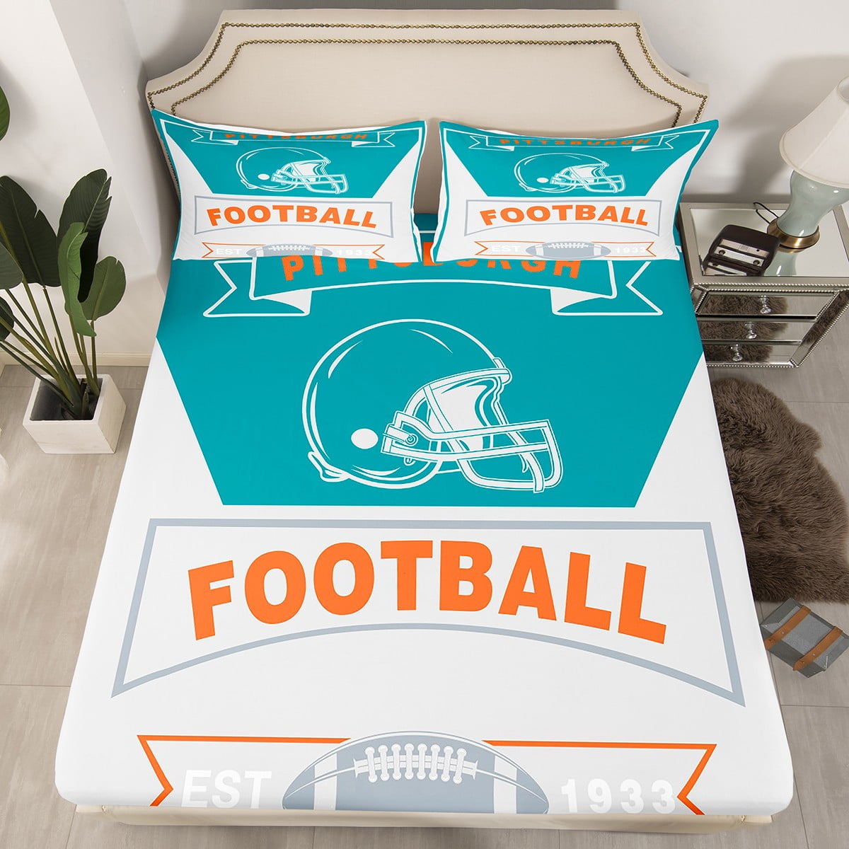 American Football Bed Sheets Sports Fitted Sheet Teen,American Football ...