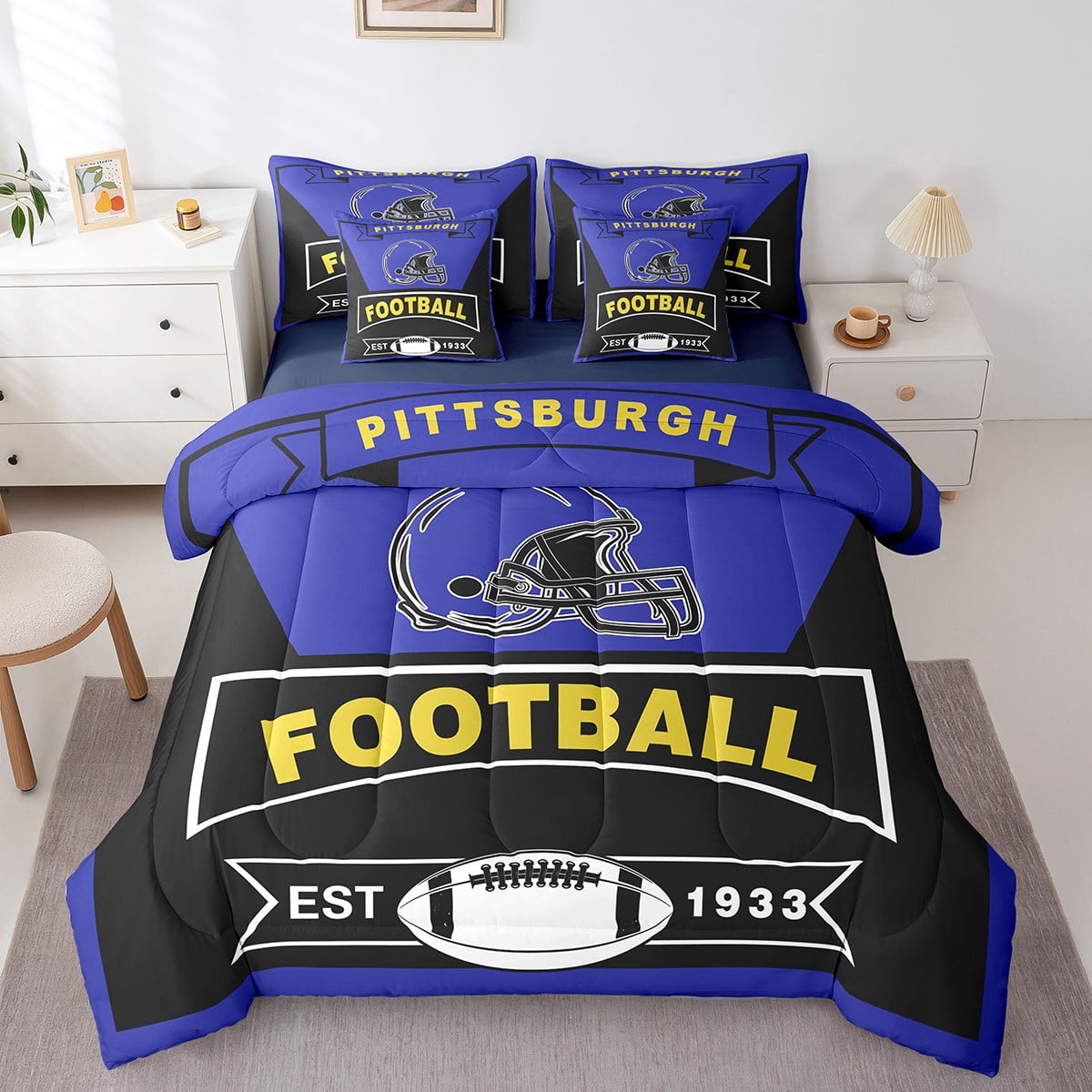 American Football Bedding Sets 7 Piece Full Sports Bed in a Bags Rugby ...