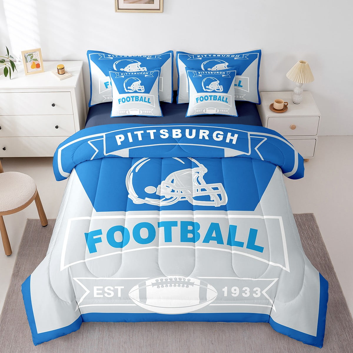 American Football Bedding Sets 7 Piece Twin Sports Bed in a Bags Teens ...