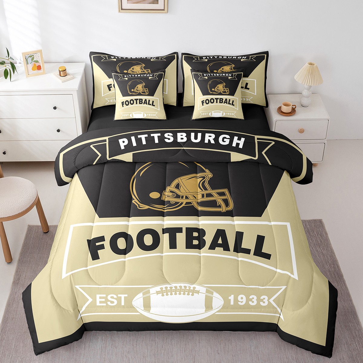 American Football Bedding Sets Queen Sports Bed in a Bags 7 Piece Rugby ...