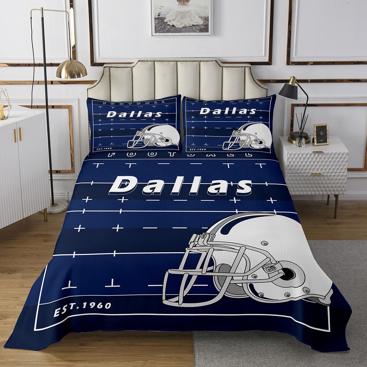 American Football Bedspread Set Sports Gaming Court Coverlet Set ...