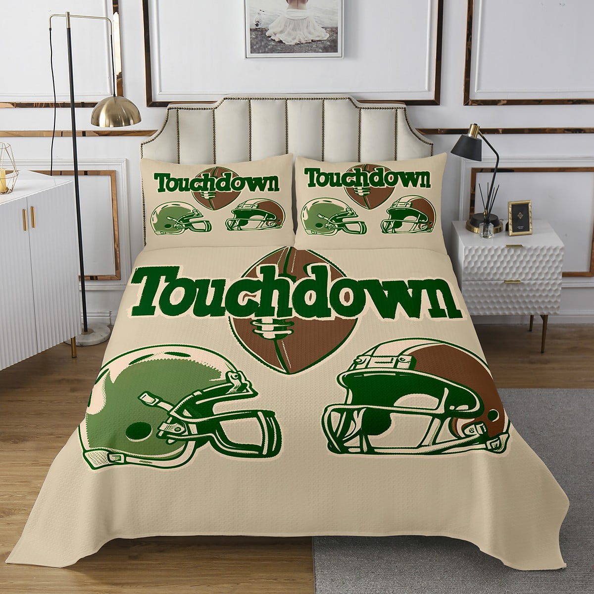 American Football Bedspread Sports Quilt Set Twin Teen Football Game ...