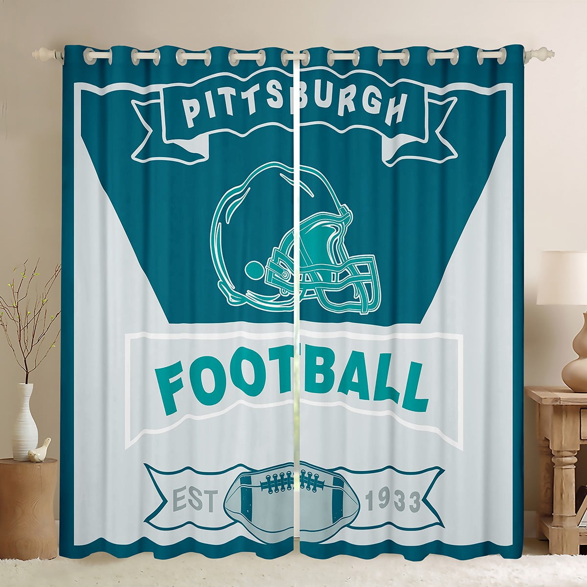 American Football 30%-50% Blackout Curtains Sports Curtains Teens Rugby ...