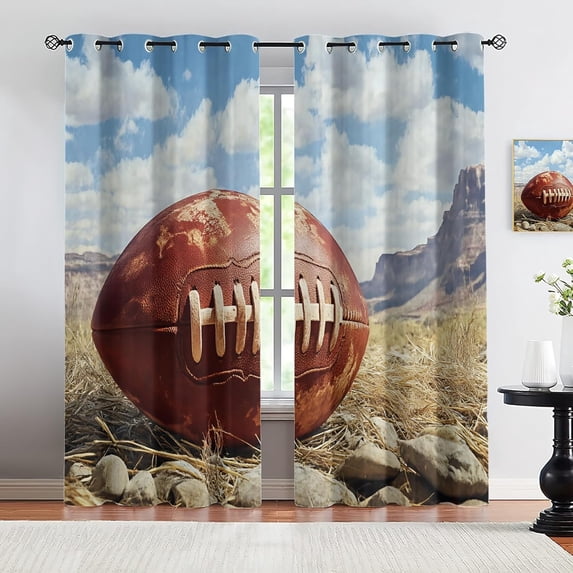 American Football Blackout Curtains, Western Sports Theme Window Drapes ...