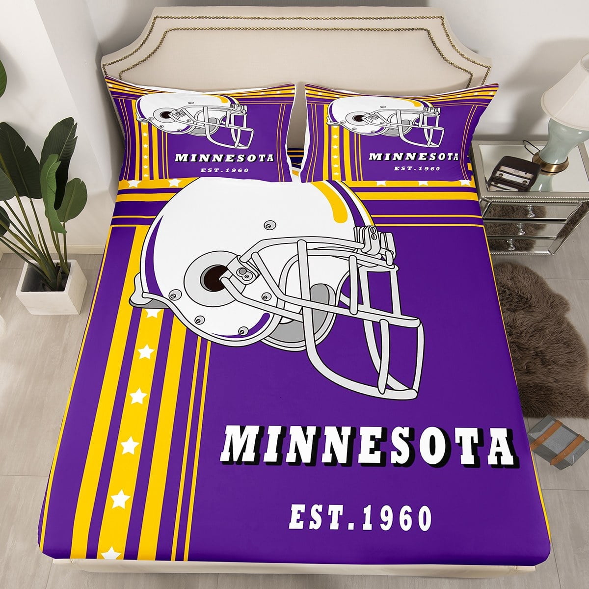 American Football City Bed Sheets Football Gifts Full Bed Set, Sports ...