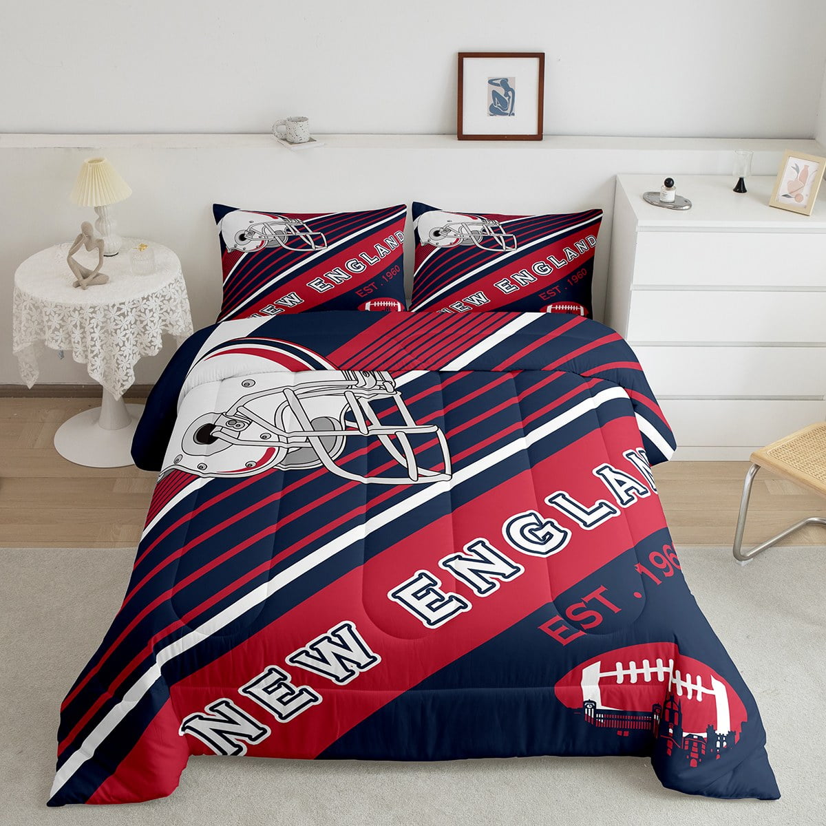 American Football City Themed Bedding Full Size, Rugby Sports Decor ...