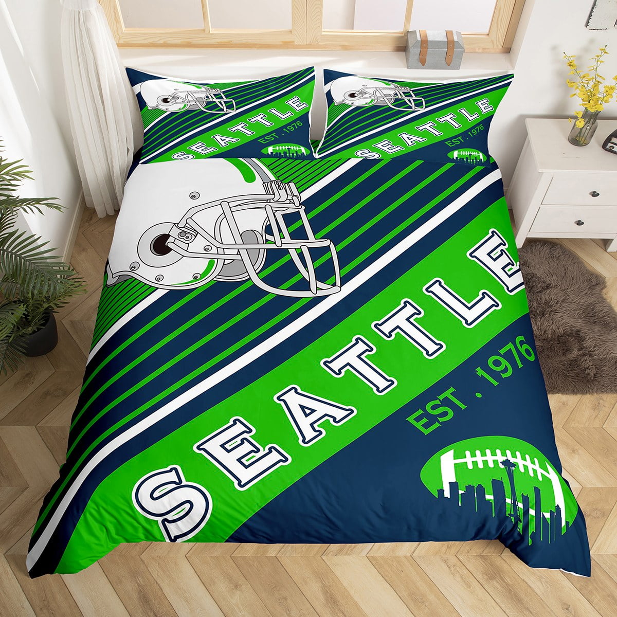 American Football Comforter Cover Sports Ball Game Bedding Set Queen ...