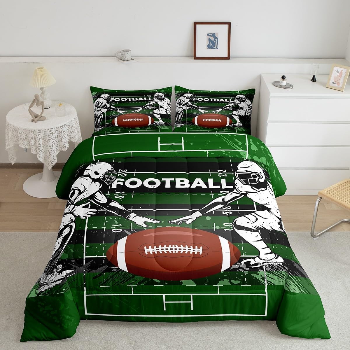 American Football Comforter Set 3 Pieces Boys Football Bedding Set Full ...