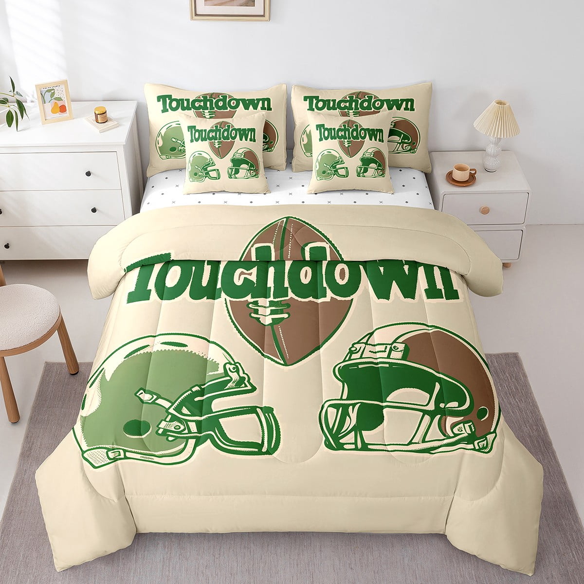 American Football Comforter Set with Sheets Sports Bed in a Bag 7 Piece ...