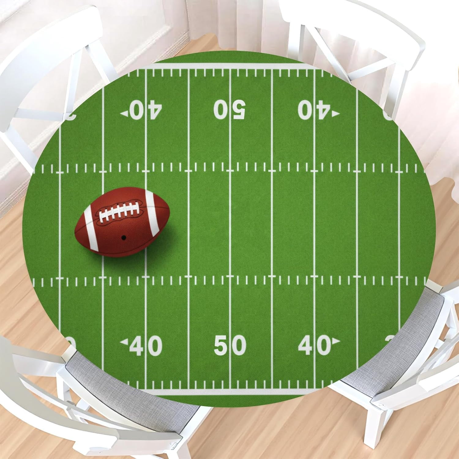 American Football Field Round Fitted Tablecloth with Elastic Edge ...