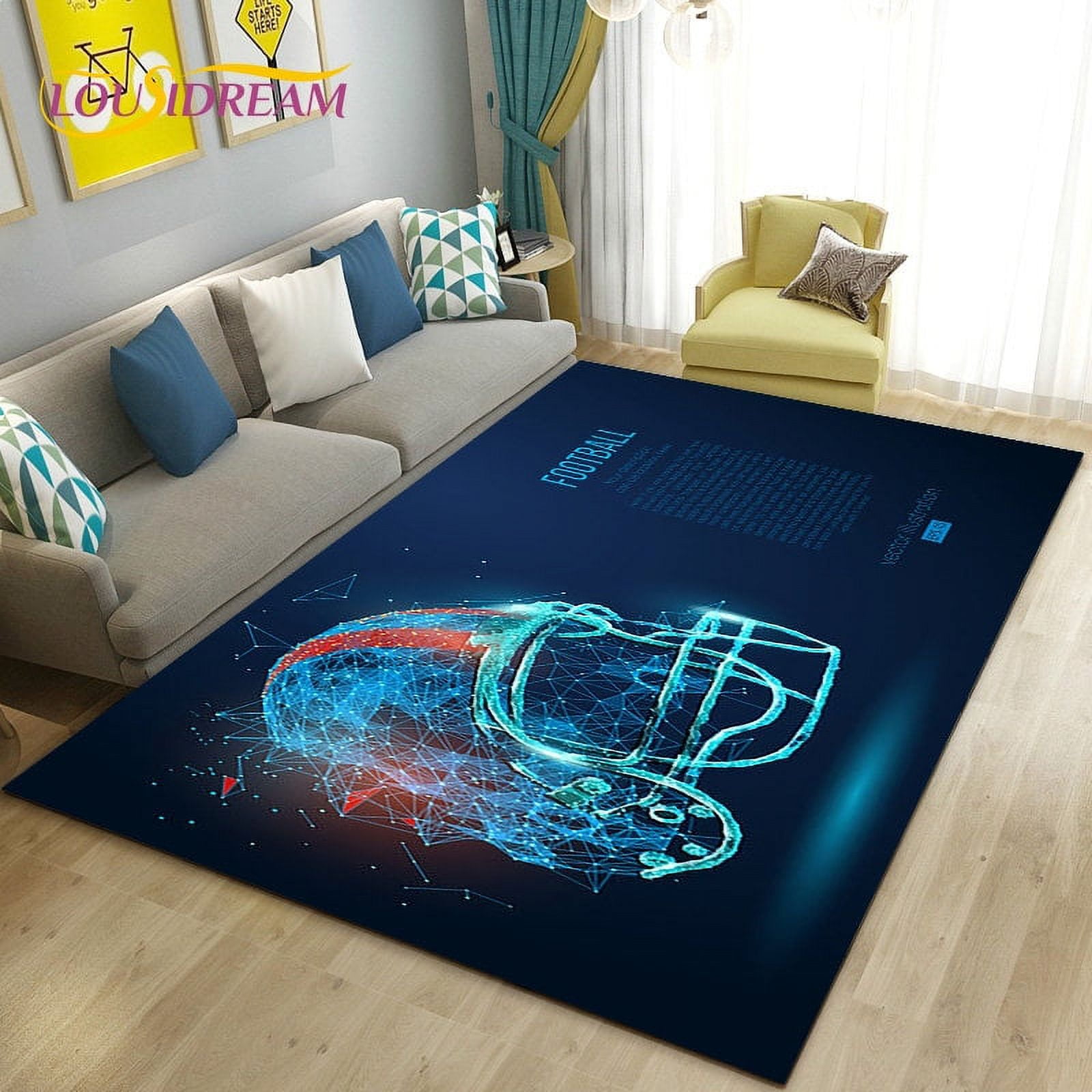 American Football Field Rugby Area Rug Large Carpet Rug for Living Room ...