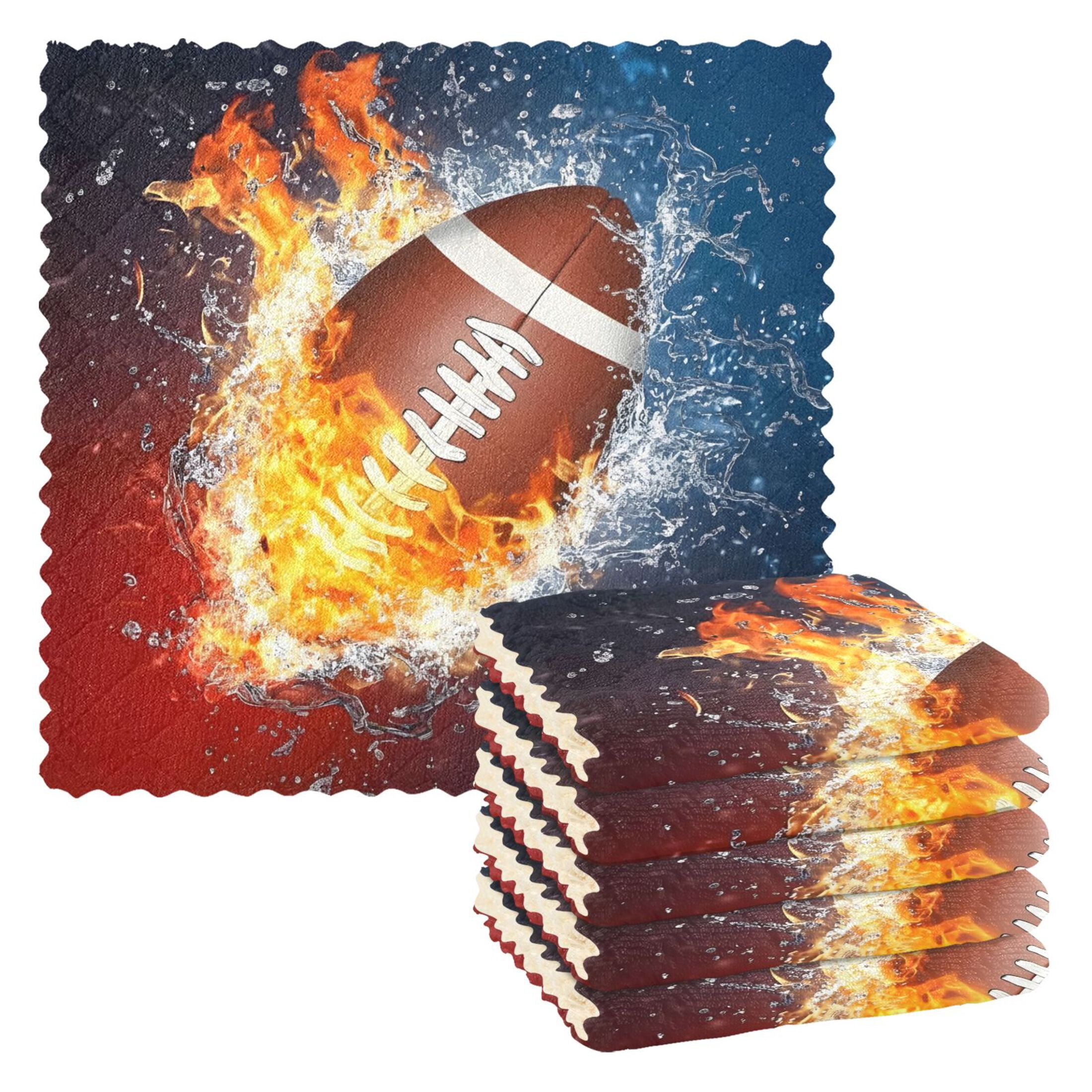 American Football Fire Water Kitchen Cloth Dish Towels for Drying ...