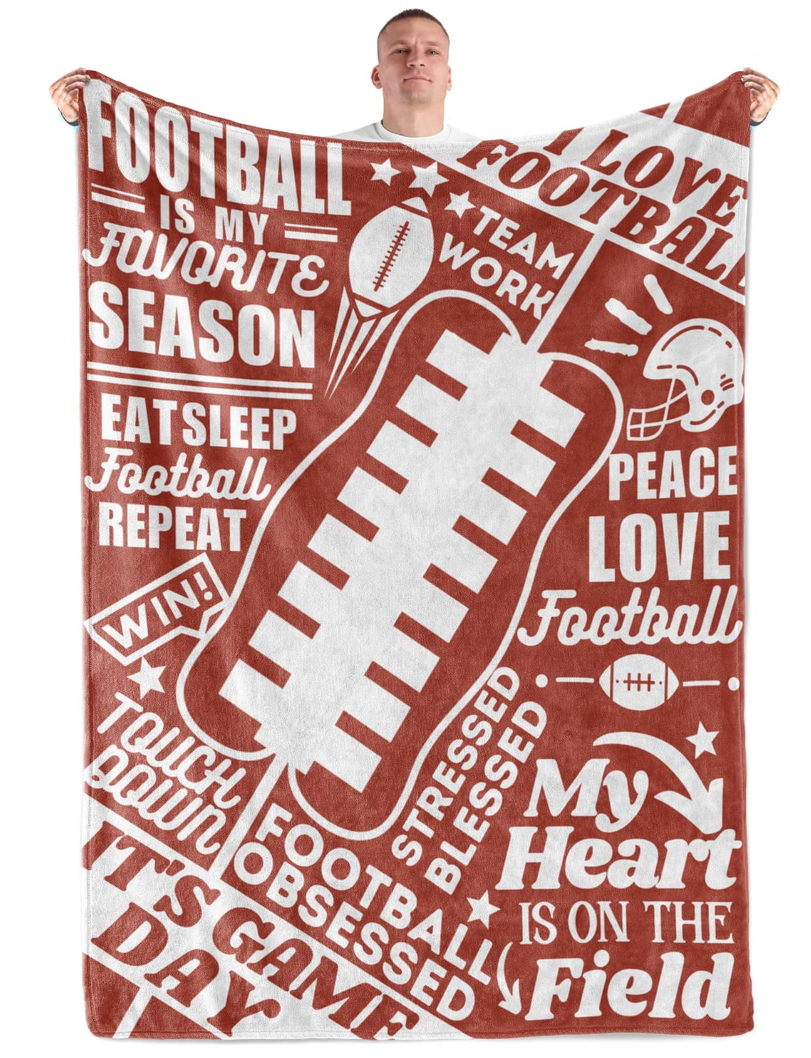 American Football Fire and Water Throw Blankets Rugby Game Flannel ...