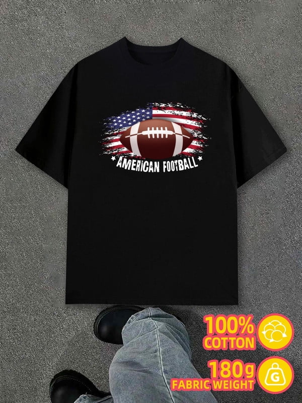 American Football Flag men black 180G 100% Cotton perfect for summer ...