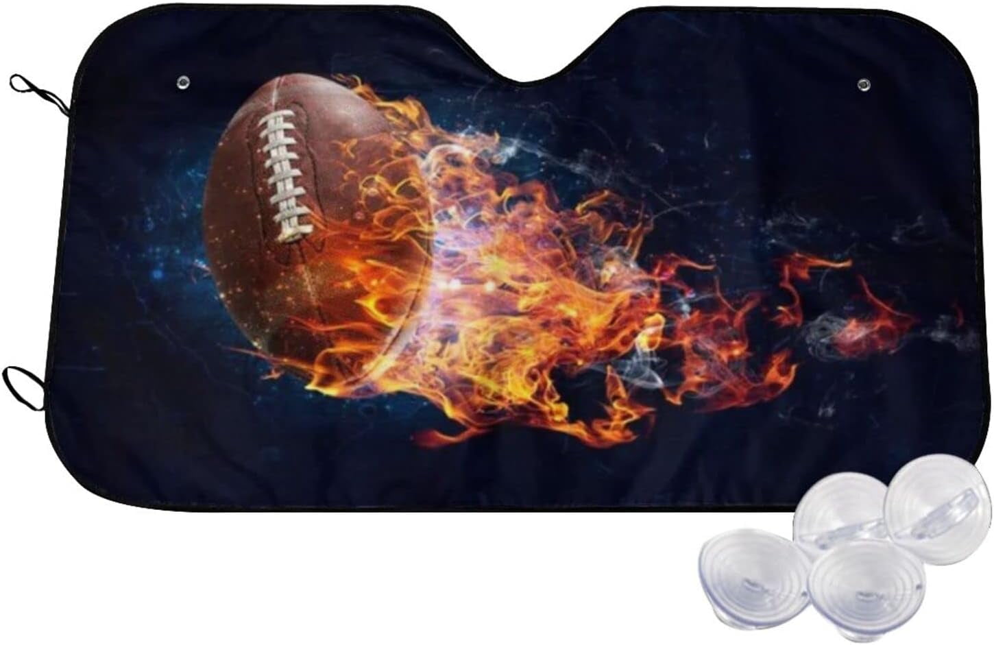 American Football Flame Pattern Sun Shade Front Window Sunshade for ...