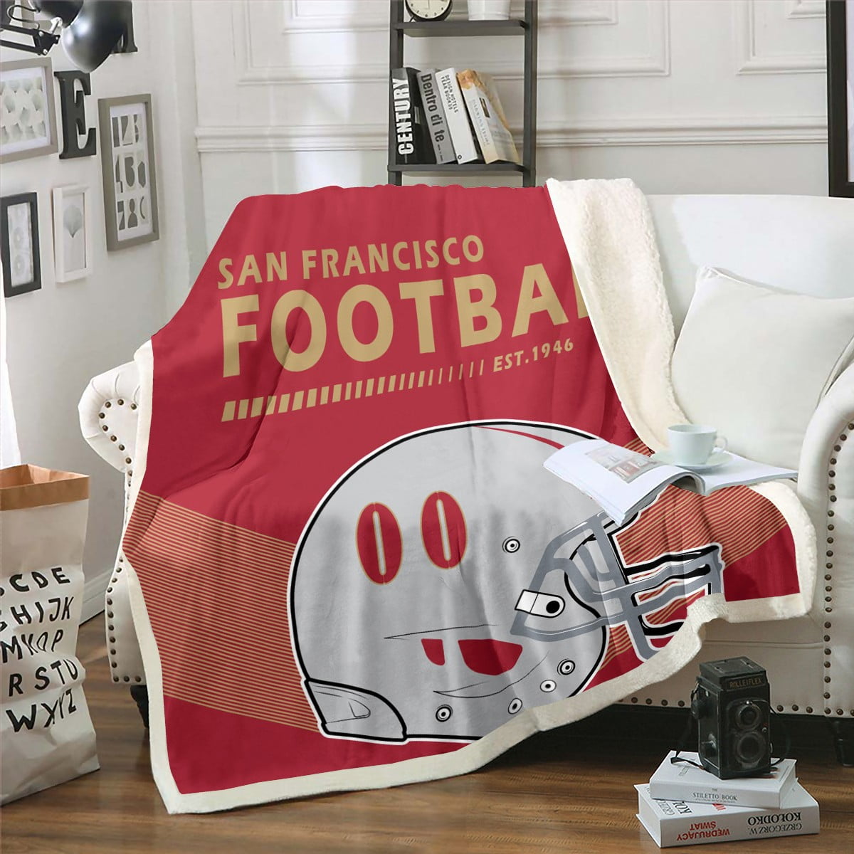 American Football Helmet Fleece Blanket Football Player Fuzzy Blanket ...