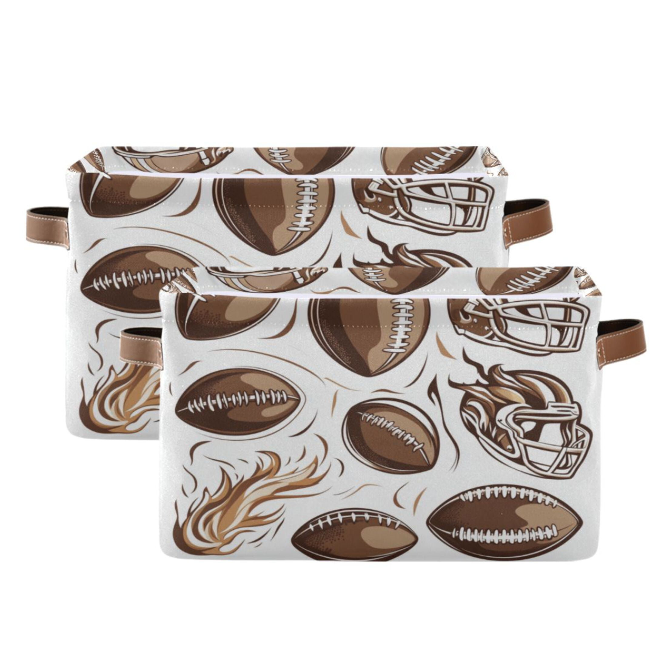 American Football and Helmets Foldable Storage Basket,Canvas Fabric ...