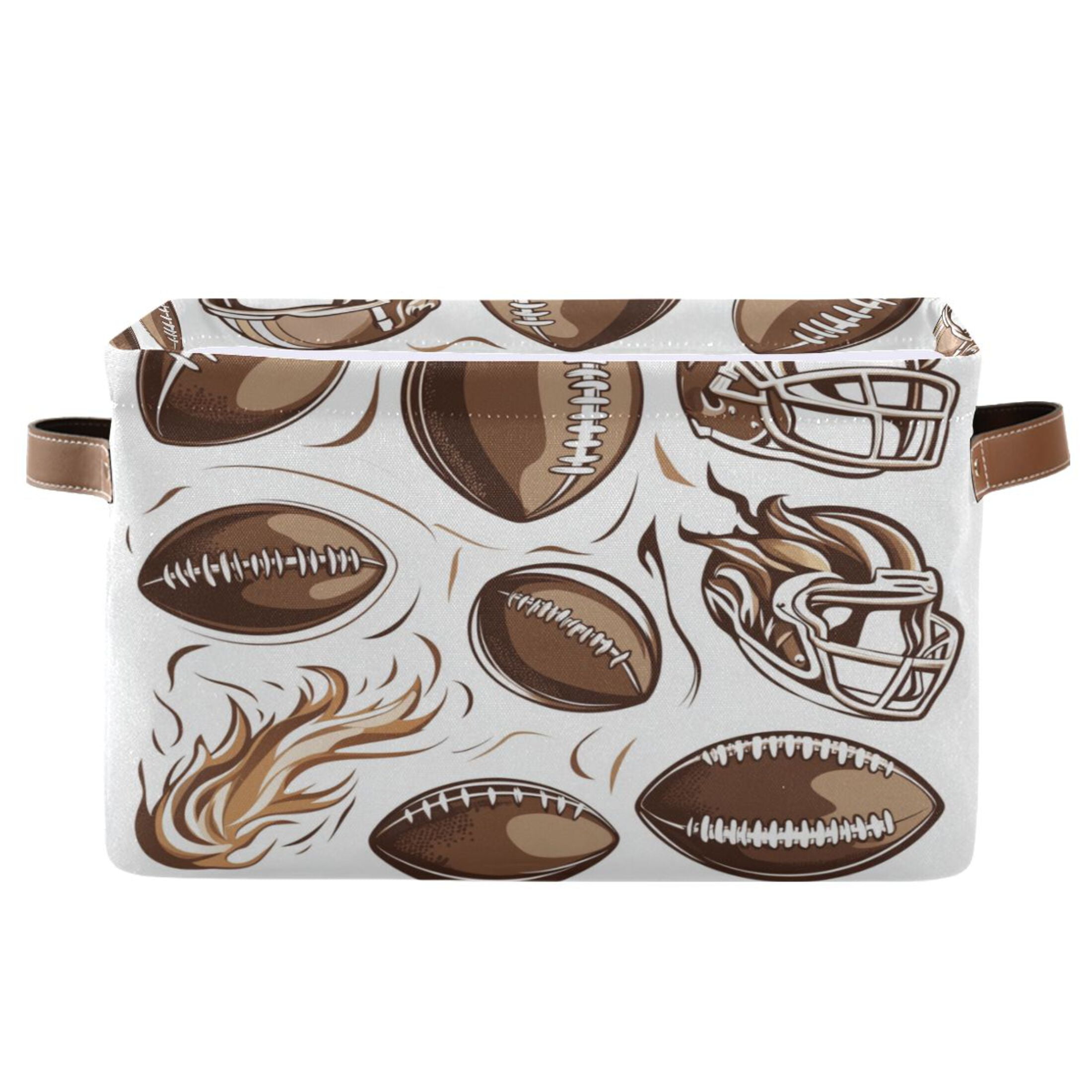 American Football and Helmets Foldable Storage Basket,Canvas Fabric ...