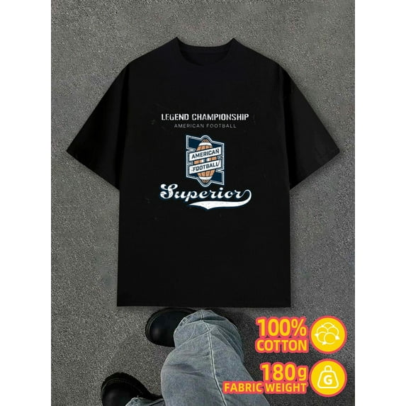 American Football Legend men's 180G 100% Cotton white Retro Unisex ...