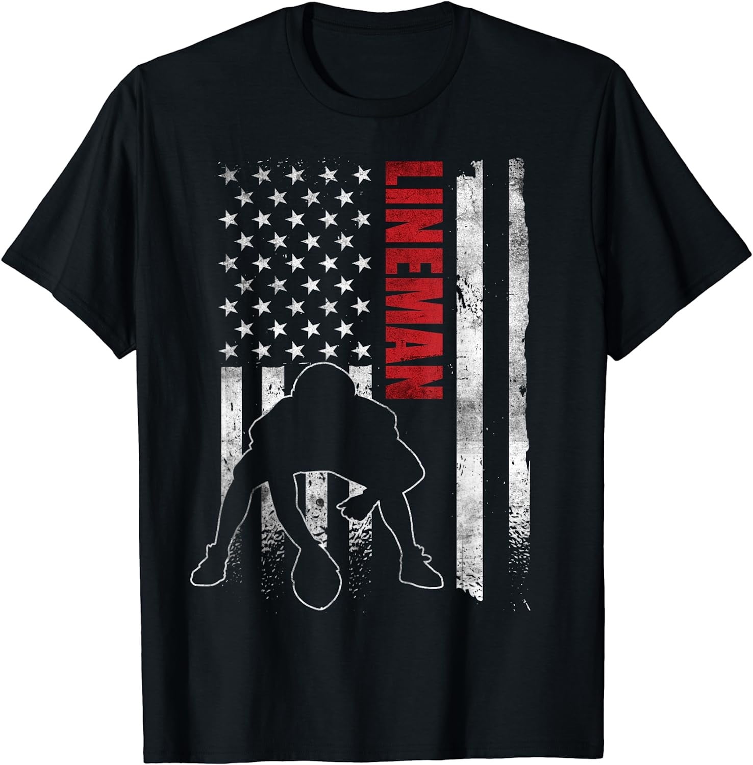 American Football Lineman Offensive Player Apparel US Flag T-Shirt ...
