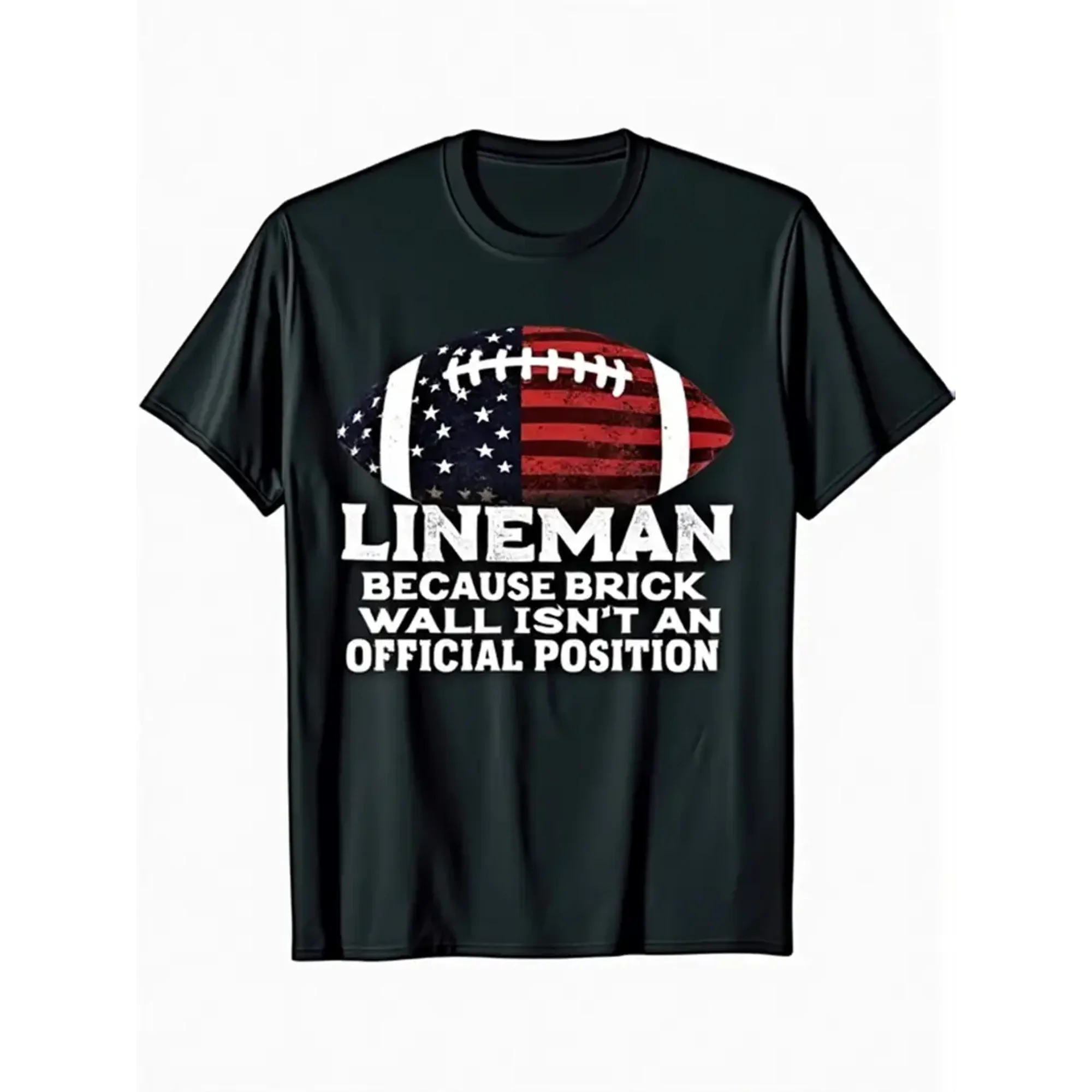 American Football Lineman Pride Graphic T-Shirt Black Cotton Crew Neck ...