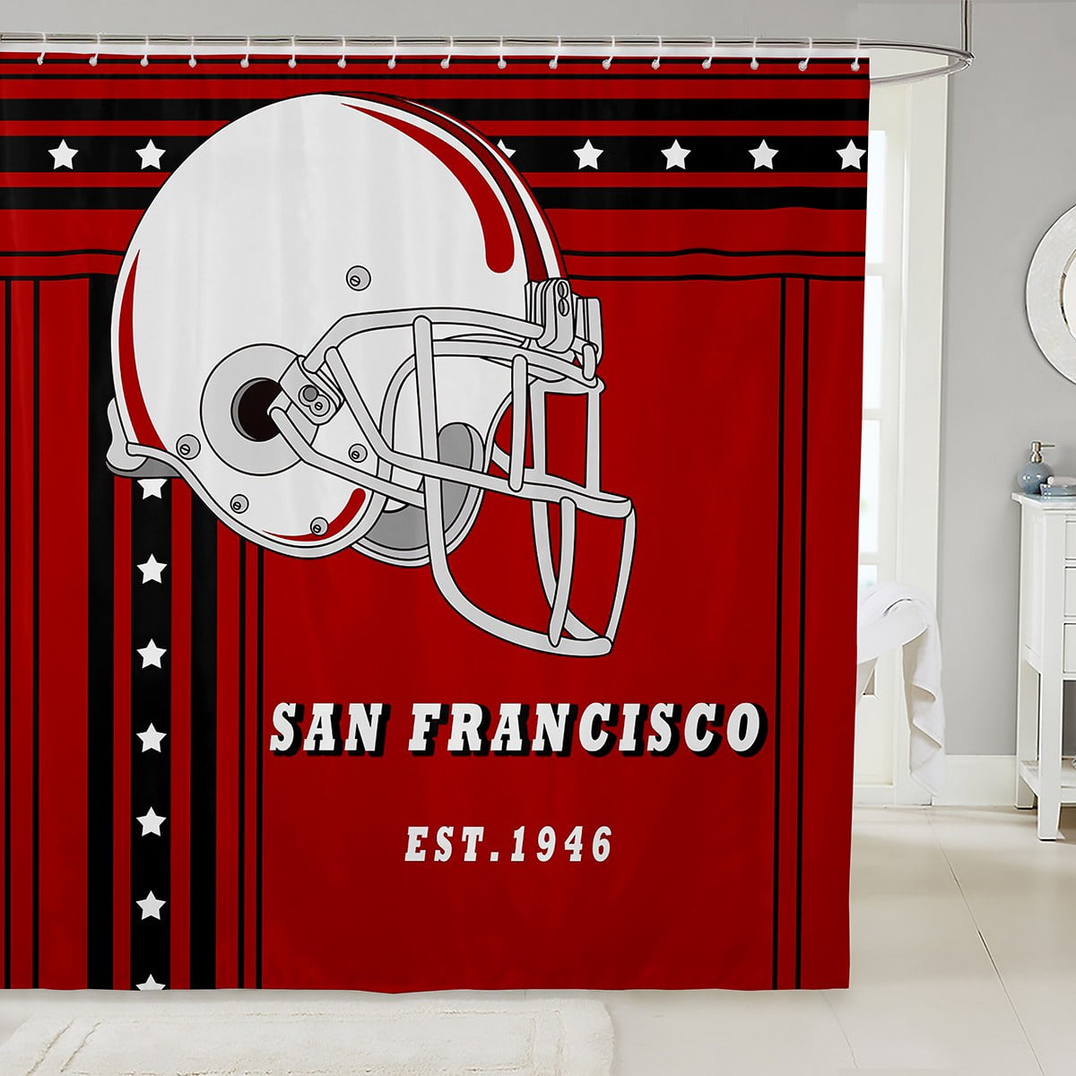 American Football Lovers Fabric Shower Curtain Football Sports Theme ...