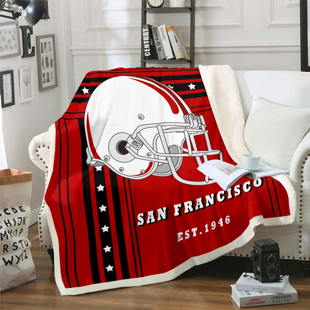 American Football Lovers Fleece Blanket Football Sports Theme Fuzzy ...