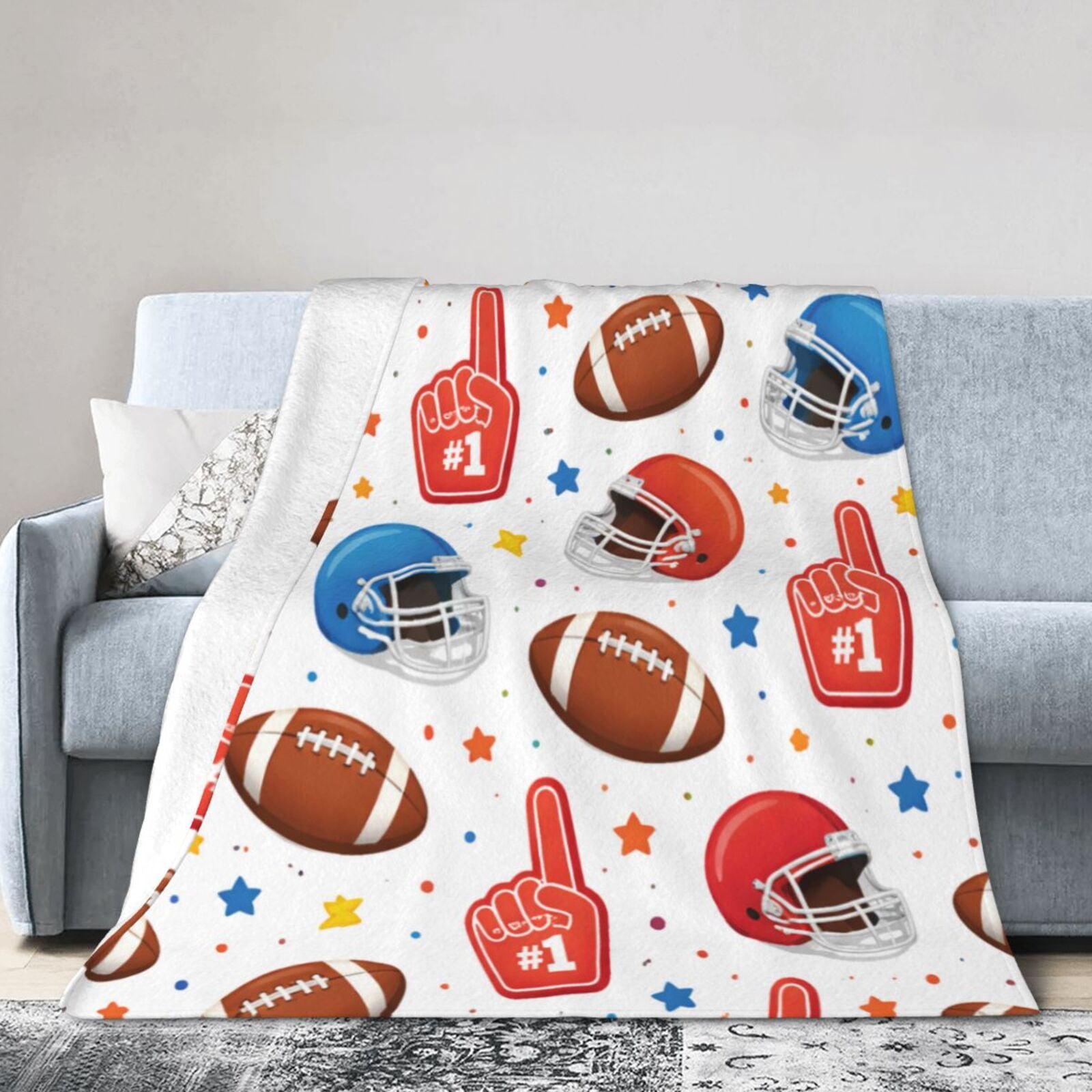 American Football Pattern Blanket – Cute Sports Icons Seamless Design ...
