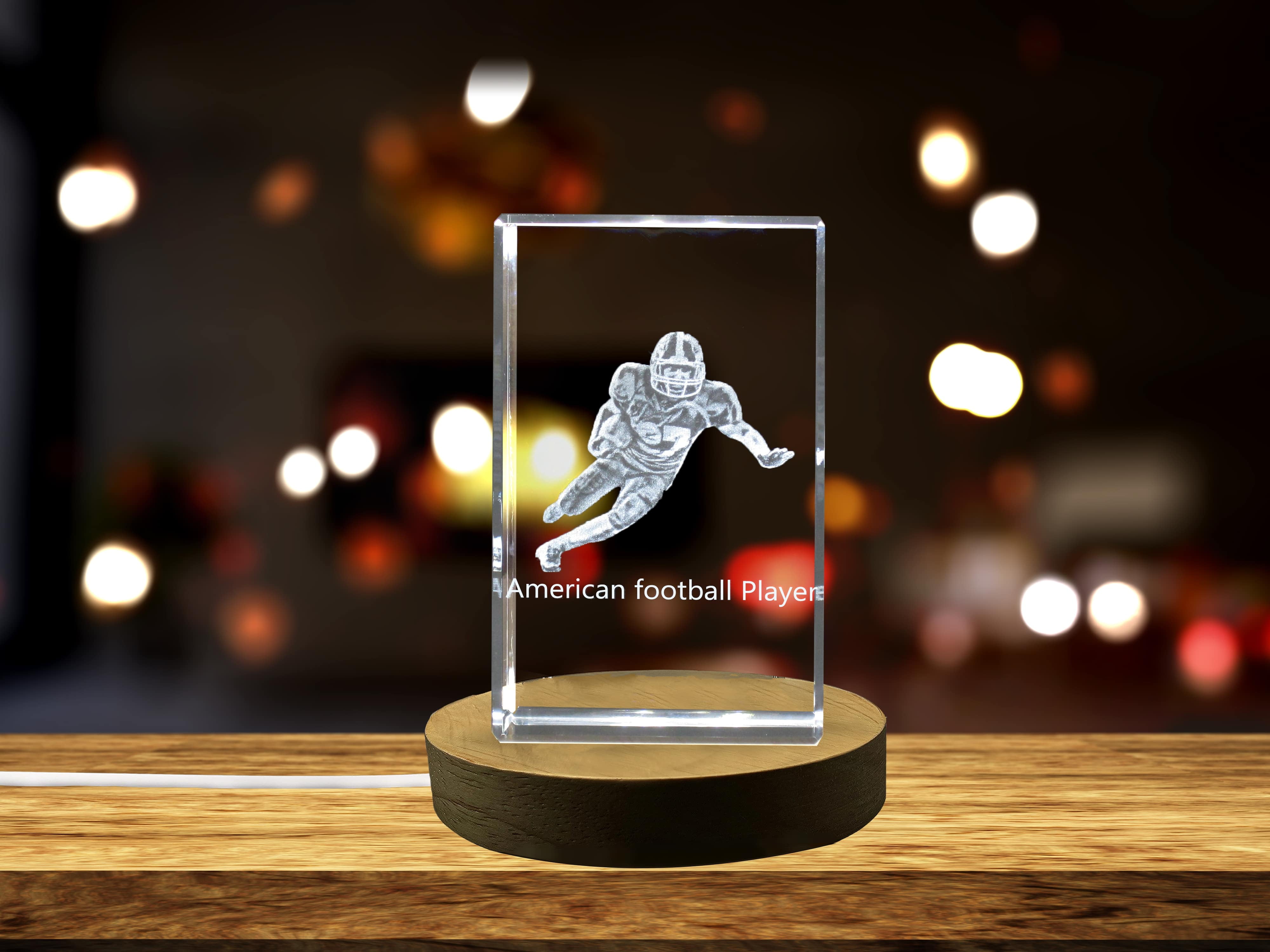 American Football Player 3D Engraved Crystal 3D Engraved Crystal ...