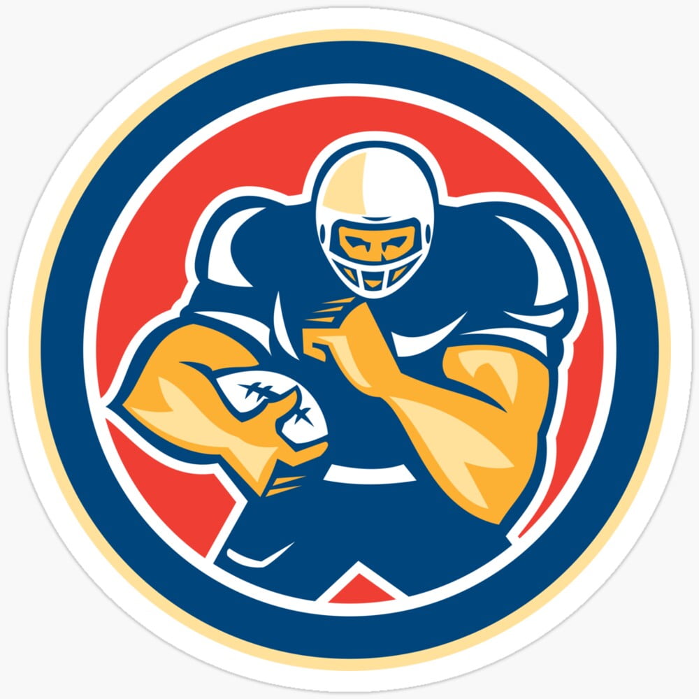 American Football Player Fend Off Circle Retro Sticker Baseball Sticker ...