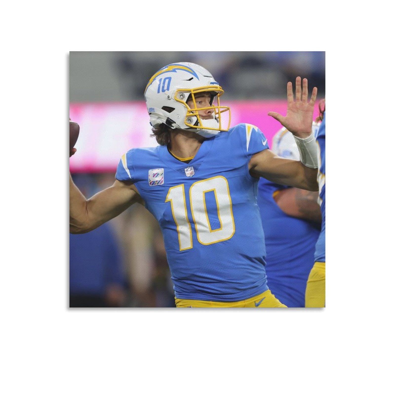 American Football Player Justin Herbert Poster Wall Art Canvas Art ...