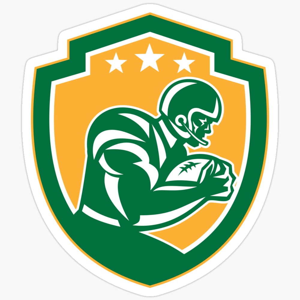 American Football Player Running Shield Retro Sticker Baseball Sticker ...
