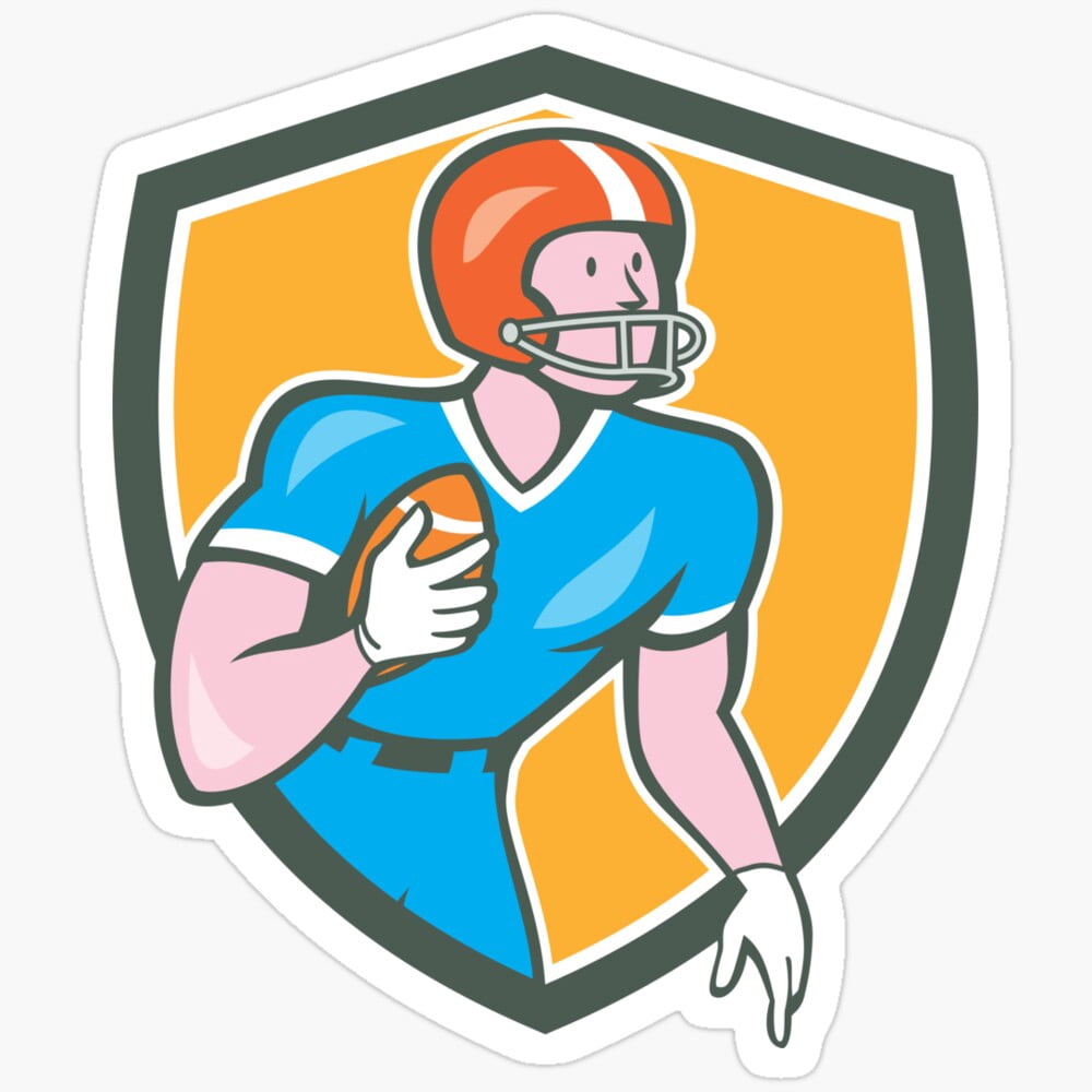American Football Player Rusher Shield Retro Sticker Baseball Sticker ...