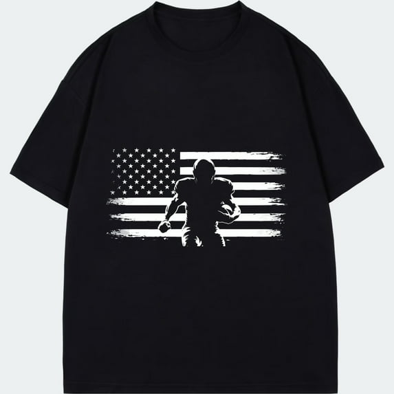 American Football Player Silhouette T Shirt Black Usa Flag Design For ...