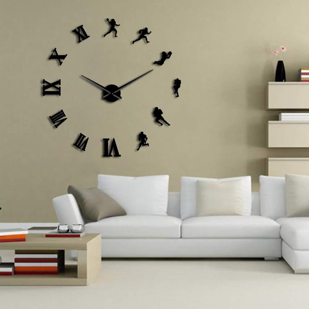 American Football Players DIY Giant Wall Clocks Rugby Fans Sports Room ...