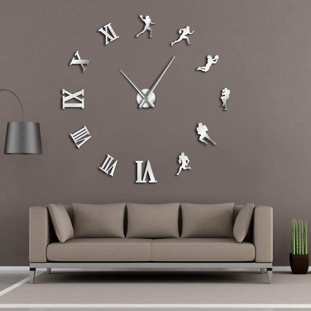 American Football Players DIY Giant Wall Clocks Rugby Fans Sports Room ...