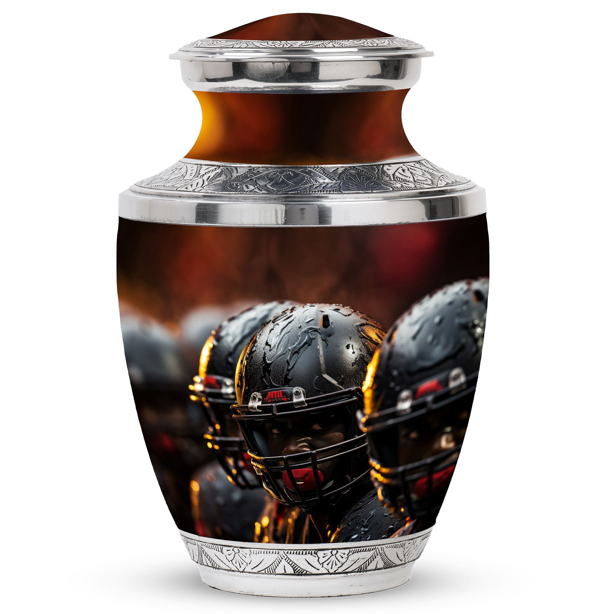American Football Players in Rain Celestial Embrace Funeral Urn ...