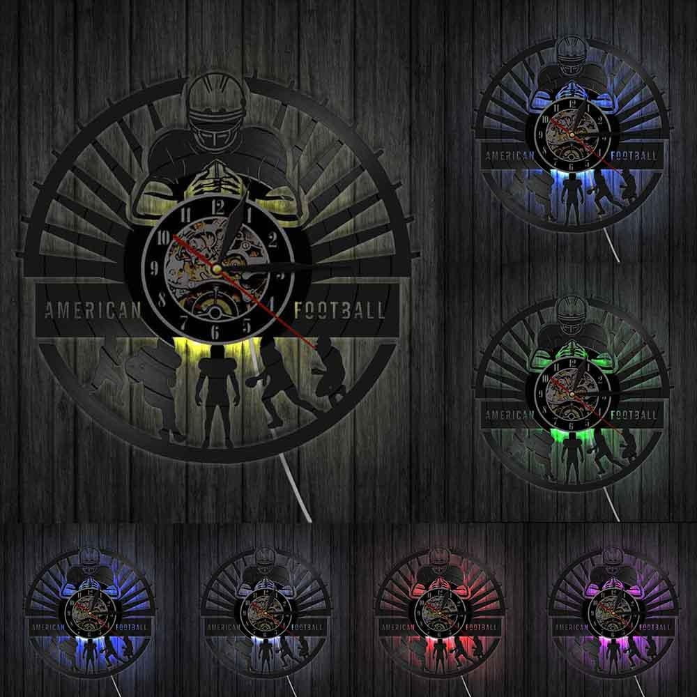 American Football Players Wall Clock Sports Locker Room Wall Decor ...