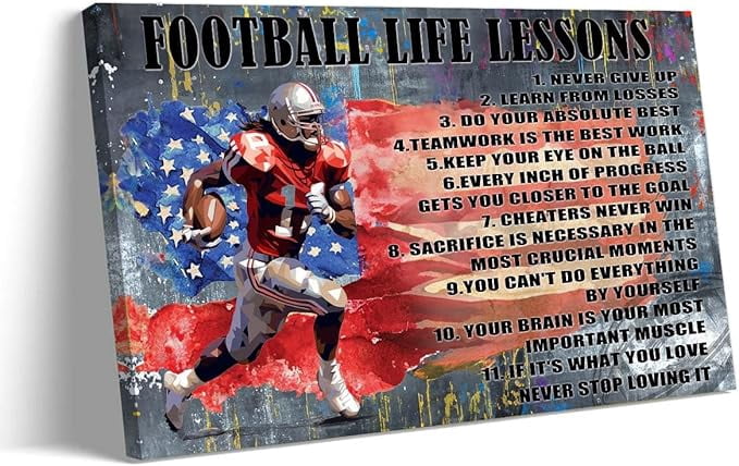 American Football Poster Life Lessons Inspirational Quotes Wall Decor ...
